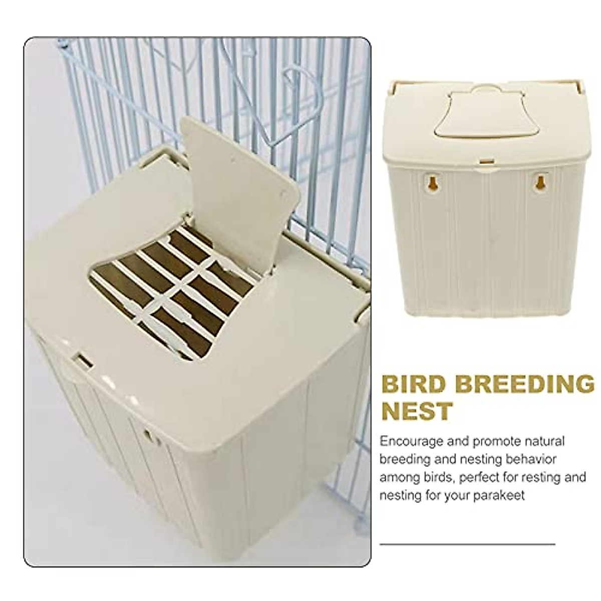 NUOBESTY Bird Cage Feeder Parrot Breeding Nest Plastic Cockatiel Breeding Box Screw Mount Bird Nest House Cage Tree Hanging Bird Hut Habitat for Canary Budgie Lovebird Bird Buddy