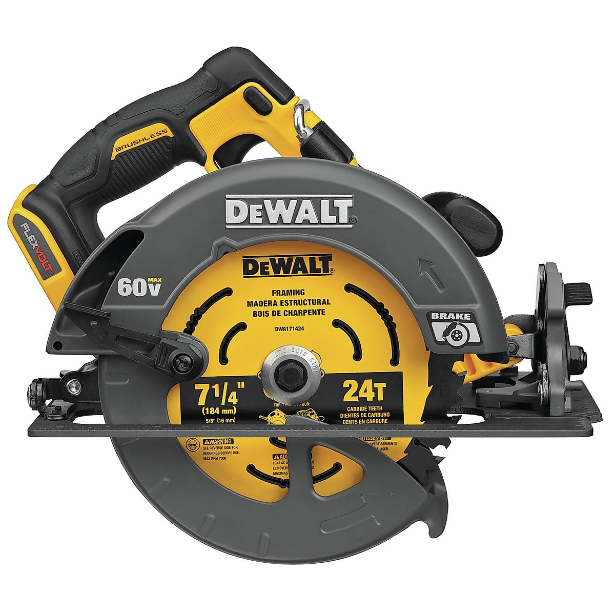 DEWALT FLEXVOLT 60V MAX* Circular Saw with Brake, 7-1/4-Inch, Tool Only (DCS578B)