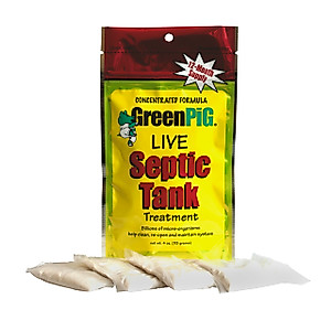 GREEN PIG 52 Live Tank Treatment Aids in The Breakdown of Septic Waste to Prevent Backups with Easy Dissolvable Flush, Consumer Strength