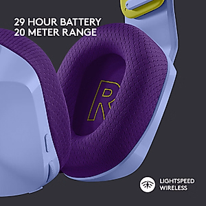 Logitech G733 LIGHTSPEED Wireless Gaming Headset with suspension headband, LIGHTSYNC RGB, Blue VO!CE mic technology and PRO-G audio drivers - Lilac