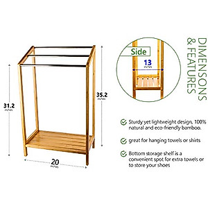 Bamboo Land- Bamboo Freestanding Towel Rack for Bathroom, Bathroom Hand Towel Holder, Outdoor Towel Rack for Pool, Standing Towel Rack, Towel Racks for Bathroom Freestanding, Towel Holder Stand