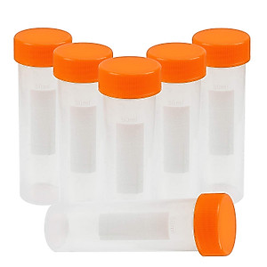 Z-COLOR 10pcs 50ml Plastic Transparent Centrifuge Tube with Scale Plastic Test Tube Free-Standing with Screw Cap