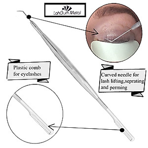 Separation Eye lash Separator Tool Pro Lash Lift Tools and tint Kit Professional Lifting - Lashes Separater Perm Extension Separating Comb Tinting Lifter Eyelashes Seperator Supplies Silver Steel (1 Pieces, Lining On Point)