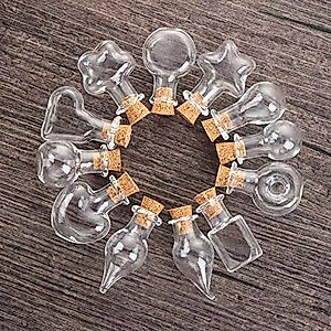Wowagoga 200 Pieces Small Mini Glass Bottle,Tiny Wishing Bottles Empty Refillable Wishing Bottles -Drifting Bottles with Cork Stoppers for DIY Craft Bead Containers (Random Styles)