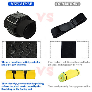 2Pcs Floating Water Mat Straps with Pad Protectors, Water Pad Storage Straps with Elastic and Anti-Slip Strips, Reusable Metal Buckle Nylon Cinch Securing Straps for Most Water Pad Mats (90 inch)