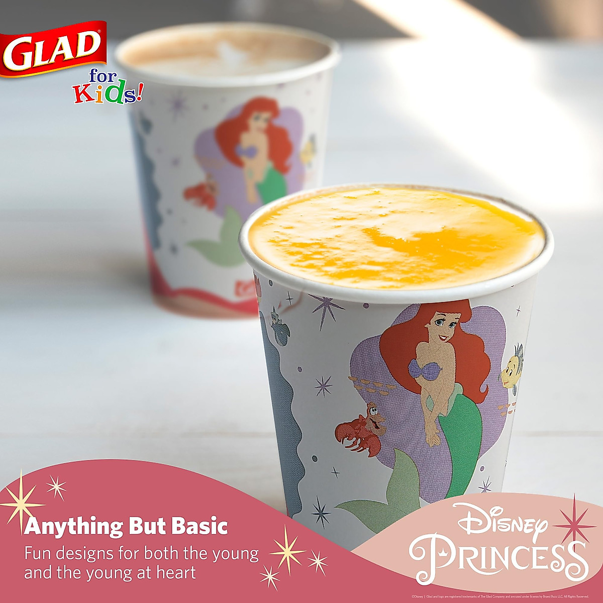 Glad for Kids Disney Princess “Magic is in All of Us” 9oz Paper Cups | Disney Princess Paper Cups, Kids Snack Cups | Kid-Friendly Paper Cups for Everyday Use, 9oz Paper Cups 24 Ct