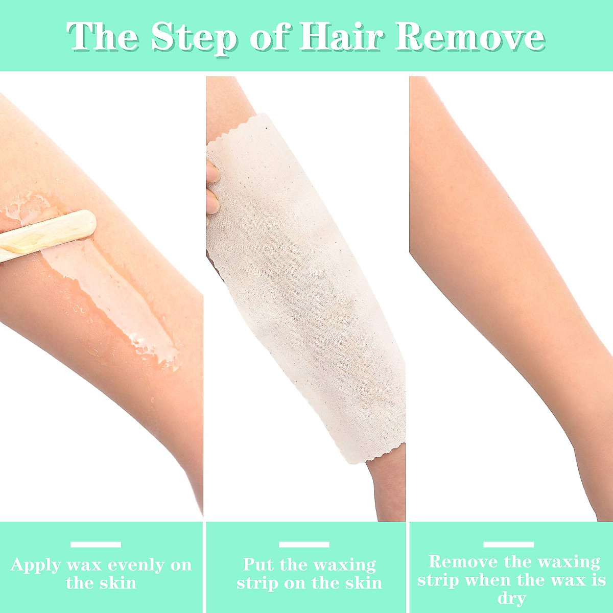 Maitys Hair Removal Strips, 100 Pieces Body and Facial Muslin Epilating Strips, Large Waxing Strips 2.8 x 7.9 Inches, for Women and Men