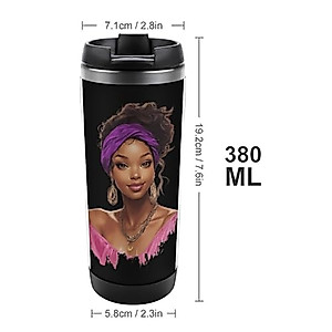 Black with Dangle Earrings Travel Coffee Mug Reusable Insulated Drinking Cup with Lid for Home Outdoor Works 13 Oz