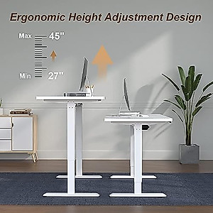 Lift it, Electric Sit Stand/Height Adjustable Desk for Office or Home with Effortless Touch Up/Down Control, Brite White Top with White Frame