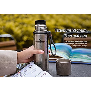 Boundless Voyage Titanium 17 fl oz/510ml Vacuum Water Bottle Double-Walled Lightweight Coffee Bottle Leak-Proof Sport Bottle for Travel Outdoor Office