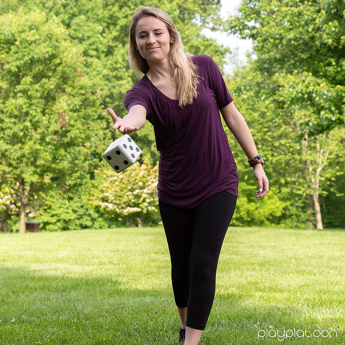 Play Platoon Lawn Dice with Scoreboard - Giant Red White & Blue Wooden Yard Dice Outdoor Game