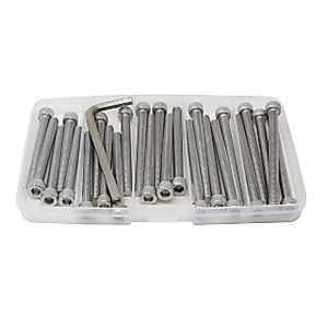 iexcell 25 Pcs M6 x 60/65/70/75/80mm Thread Pitch 1 mm Stainless Steel 304 Hex Socket Head Cap Screws Bolts Assortment Kit