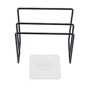 Wall-mounted Self-adhesive Chopping Board Rack Stainless Steel Layers Cutting Kitchen Restaurant Indispensable (Black)