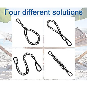 2 Pack Hanging Chair Chain with 4 Carabiners, 440LB Capacity Hanging Kits Heavy Duty Hanging Chair Hardware for Hammock Swing Hanging Chair Punching Bags Sandbag Indoor Outdoor Yoga Gym (Black)