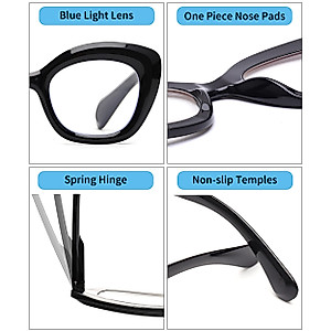 JM 3 Pack Oversized Cat Eye Reading Glasses for Women Funky Blue Light Flexible Cateye Readers +1.75