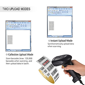Barcode Scanner Support 2.4G and USD Connection with 1500MAh Rechargeable Battery
