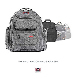 Bag Nation Extra Large Diaper Bag Backpack with Changing Station | Ideal for Twins or 2 Babies | Unisex 3 in 1 with Stroller Straps | Holds All Your Baby’s Essentials (Black)