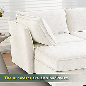 YMXLTD L Shaped Couch with Storage, Modular Sectional L Sleeper Sofa Cama Moderno Sets for Home Living Room, Lounge Sofa Couch Sectional Convertible for Bedroom, Office - Cloud Couch/Beige Couch