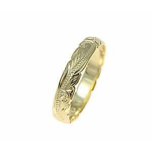 Arthur's Jewelry 925 Sterling silver yellow gold plated 4mm Hawaiian scroll cut out edge ring band size 11.5