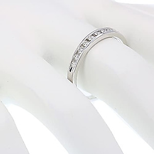 VIR JEWELS 1/4 carat (ctw) Diamond Wedding Anniversary Band for Women, Half Eternity Round Diamond Engagement Ring 14K White Gold Channel Set 0.25 cttw, Size 5.5