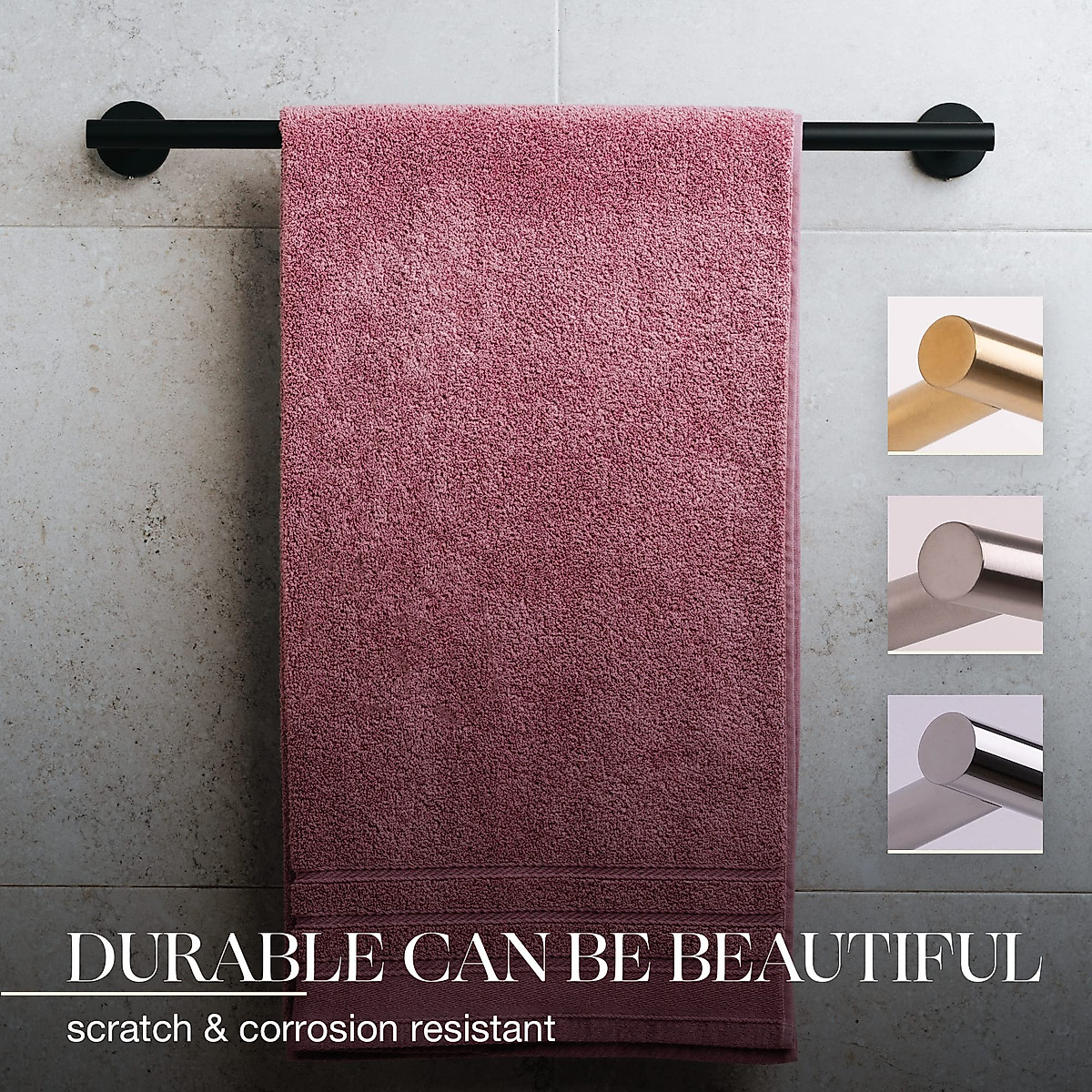 Marmolux Acc - Matte Black Towel Bar - 24 inch Bathroom Towel Holder - Heavy Duty Stainless Steel SUS 304 Bar - Wall Mounted Towel Rack Storage Set - Ideal for Bathroom & Kitchen. - Hand Towel Holder