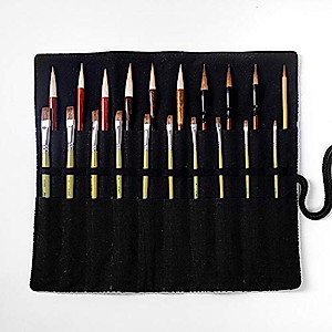 Canvas Roll Up Paint Brush Holder 20-Slot Artist Roll Makeup Brushes Case Pouch Bag Organizer Lightweight (Grey)