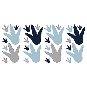 RoomMates RMK4103SCS Dinosaur Feet Tracks Peel and Stick Wall Decals, Blue, Gray