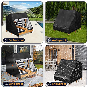 Loenel Outdoor Kids Chaise Lounge Cover for KidKraft Wooden Double Chaise Lounge,Waterproof Patio Furniture Cover for Patio Pool Furniture - 34"L x 37"W x 35"H