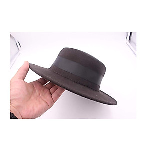 ASTRQLE Classic Black Fashion Fedora Flat Hat Elegant Jazz Hats Brim Church Derby Cap ()