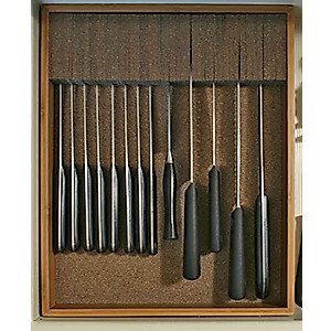 Deluxe KNIFEdock - In-drawer Kitchen Knife Storage (15 in x 13 in x 2.5 in)- Easily Identify Your Knives At A Glance. Frees Up Your Counter Space. Cork Composite Material Never Dulls Your Blades.