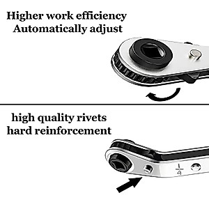 Hvac Service Wrench, Refrigeration Service Wrench Set Tools, 3/16” 3/8” 5/16” 1/4” Ratcheting Air Conditioner Service Wrench Hvac Tools for Refrigeration Equipment Repair