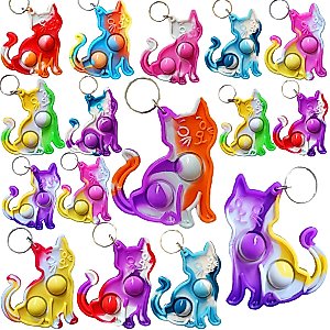 (Students Gift)24 Packs Bulk Small Cat Mini Pop Key chain，Birthday gift Party Favors Supplies,for boy and girl Student award gift