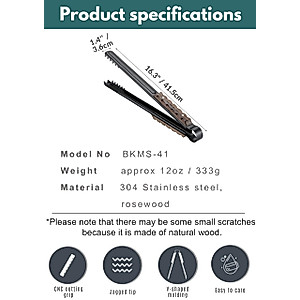 CAMPINGMOON 16-inch Length Fireplace Firewood Tongs with Scissor Shape Serrated Log Claw Tongs for Bonfire Campfire Fire Pit with Wood Hand BKMS-41