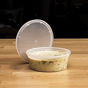 TIYA Takeout Food Containers - 16oz Bulk 240 Pack with Lids - Plastic Food Storage to-Go Containers - Reusable Microwavable Dishwasher Safe Takeout Cups - Airtight Leak Proof for Soups & Meal Prep