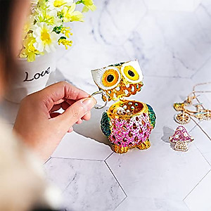 YU FENG Hand Painted Enameled Owl And Cute Camel Animal Trinket Jewelry Box