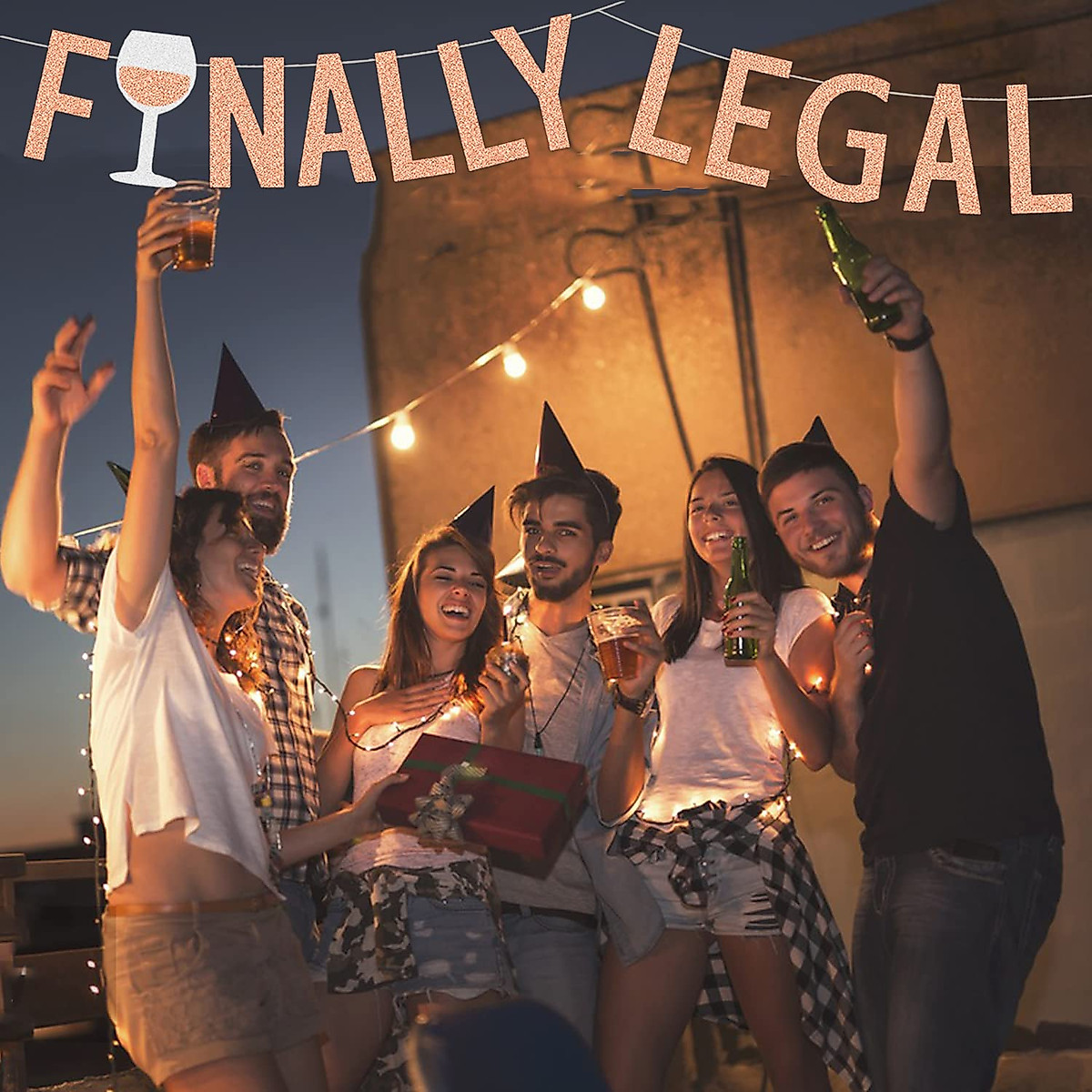 21st Birthday Decorations for Her Rose Gold, Finally Legal Banner, Happy 21st Birthday Banner Pre-Strung, 21st Birthday Balloons, 21st Birthday Gift Ideas, 21st Birthday Decorations for Her