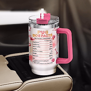 99WHALE Dog Mom Gifts, Quartz Camelia Adults Yellow Women Parade Coffee Handle Simple Hot Cups Worlds Primrose, Funny Pug Dog Nutrition Facts, Tumbler 40 Oz With Handle Lid And Straw