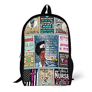 17 Inch Nurse Backpack Cool Nurse Theme Backpack Lightweight Waterproof Laptop Backpacks Casual Bags Gifts for Girls Women