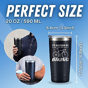 Onebttl Biker Cyclist Gifts for Men, Tumbler Travel Coffee Mug, Bicycle Enthusiasts, Roadbike MTB, Boyfriend Husband Dad Father's Day, Stainless Steel Insulated 20oz/590ml - Rather be Biking