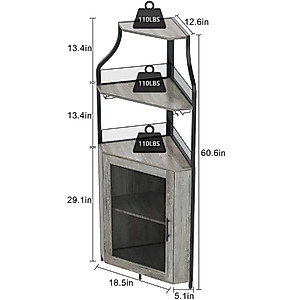 GAOMON Corner Wine Bar Rack Cabinet with Detachable Wine Rack, Bar Cabinet with Glass Holder, Small Sideboard and Buffet Cabinet with Mesh Door (Grey)