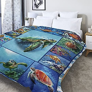 Turtle Blanket Adult Sea Turtle Blankets and Throws for Turtle Lovers Ocean Animals Coastal Throw Blanket for Teen Girls Women Soft Lightweight Flannel Gifts Blanket for Couch Sofa, 40''x50''