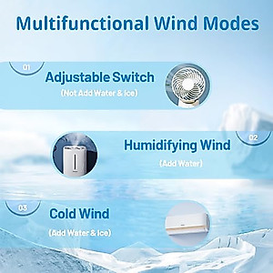 Portable Air Conditioner, Evaporative Air Cooler in 3 Speed, USB Air Personal Conditioner with LED Light for Home Office Bedroom（zQ06）