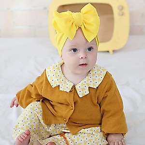 Cinaci 8 Pack Solid Big Knotted Hair Bow Large Bowknot Knot Beanie Turban Hats Caps Headwraps for Baby Girls Infants Toddlers Kids