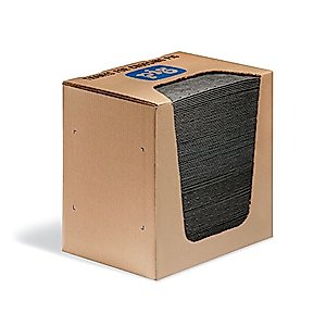 Absorbent Mat Pads in a Dispenser Box by New Pig | Premium Oil Absorbent Pads | 10" x 13" Oil Mats | 100 All Purpose Premium Absorbent Pads | Heavyweight | MAT251