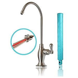 Metpure RO Faucet Reverse Osmosis Drinking Water Air Gap Filtration System Water Dispenser Spout (Brushed Nickel) with Pre-Inserted Tubing and Faucet Wrench RO-FW148
