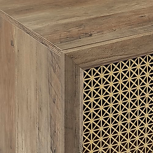 EDYO LIVING Sideboard Buffet Cabinet with Metal Grid Decorated Doors, Console Cabinet, Buffet Cabinet for Kitchen, Bar, Dining Room, Entryway 30.8”Wx15.8”Dx35”H Rustic Oak