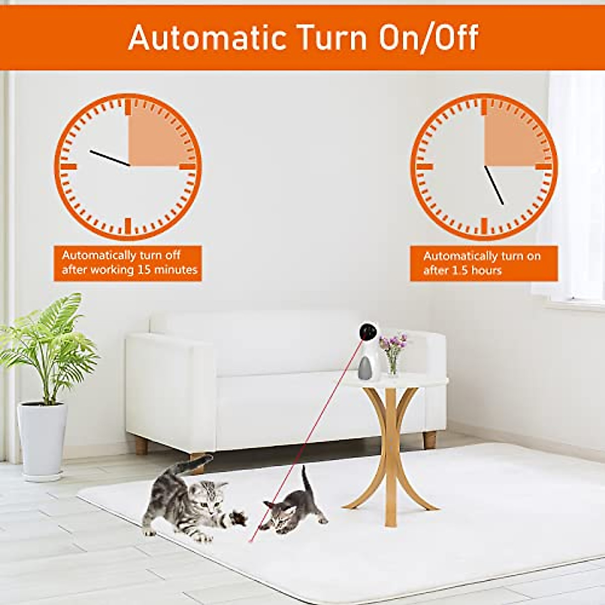 Luivnsk Cat Laser Toy Automatic Laser Pointer Cat Toys Interactive for Indoor Cats Kittens Dogs, Adjustable 5 Rotating Modes, 2 Speeds, Silent Safe Laser Cat Toy Auto On/Off, USB/Battery Powered