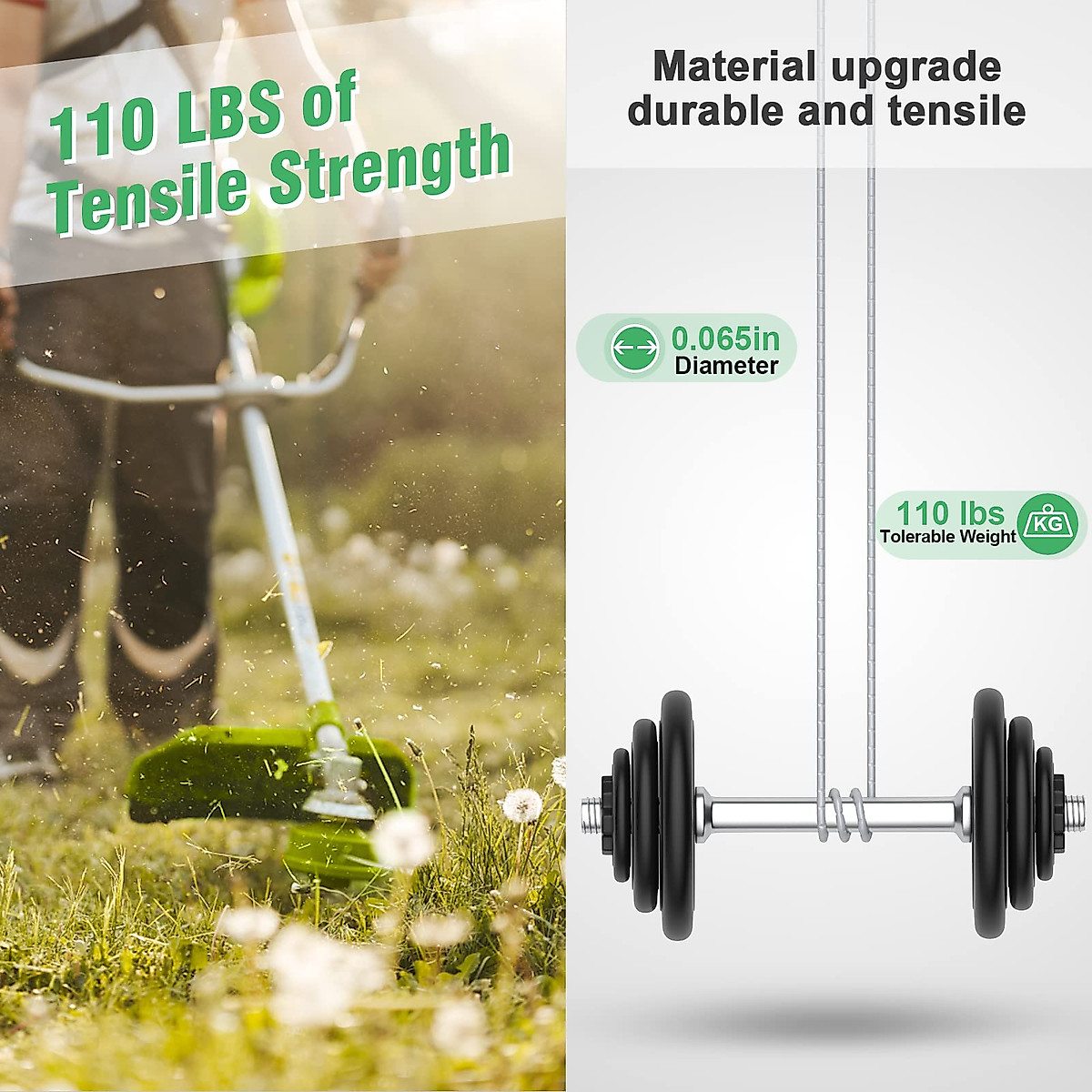 11 PCS 0.065" Dual Trimmer Line(2900719) Replacement Suitable for Greenworks Weed Wacker 2101602,2101602A,STBA40B210, BST4000,Replacement Trimmer String and Cap Cover(9 Spools+2 Caps)