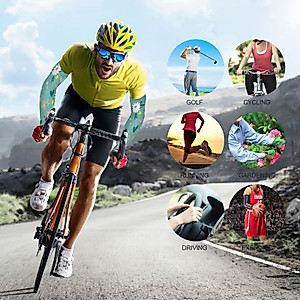 JUNZAN Gardening Arm Sleeves Sun Protection Cooling Sleeves for Women with Thumb Hole Garden Flower Plants Botanical Green Pattern