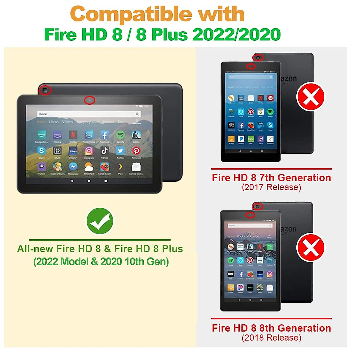 VOFTEEK Kids Case for All New Amazon Fire HD 8 & HD 8 Plus Tablet (2022 Model & 2020 10th Gen,2020/2022 Release), Durable Shockproof Protective Case with Handle Stand for Fire 8 inch 2020 Model, Pink